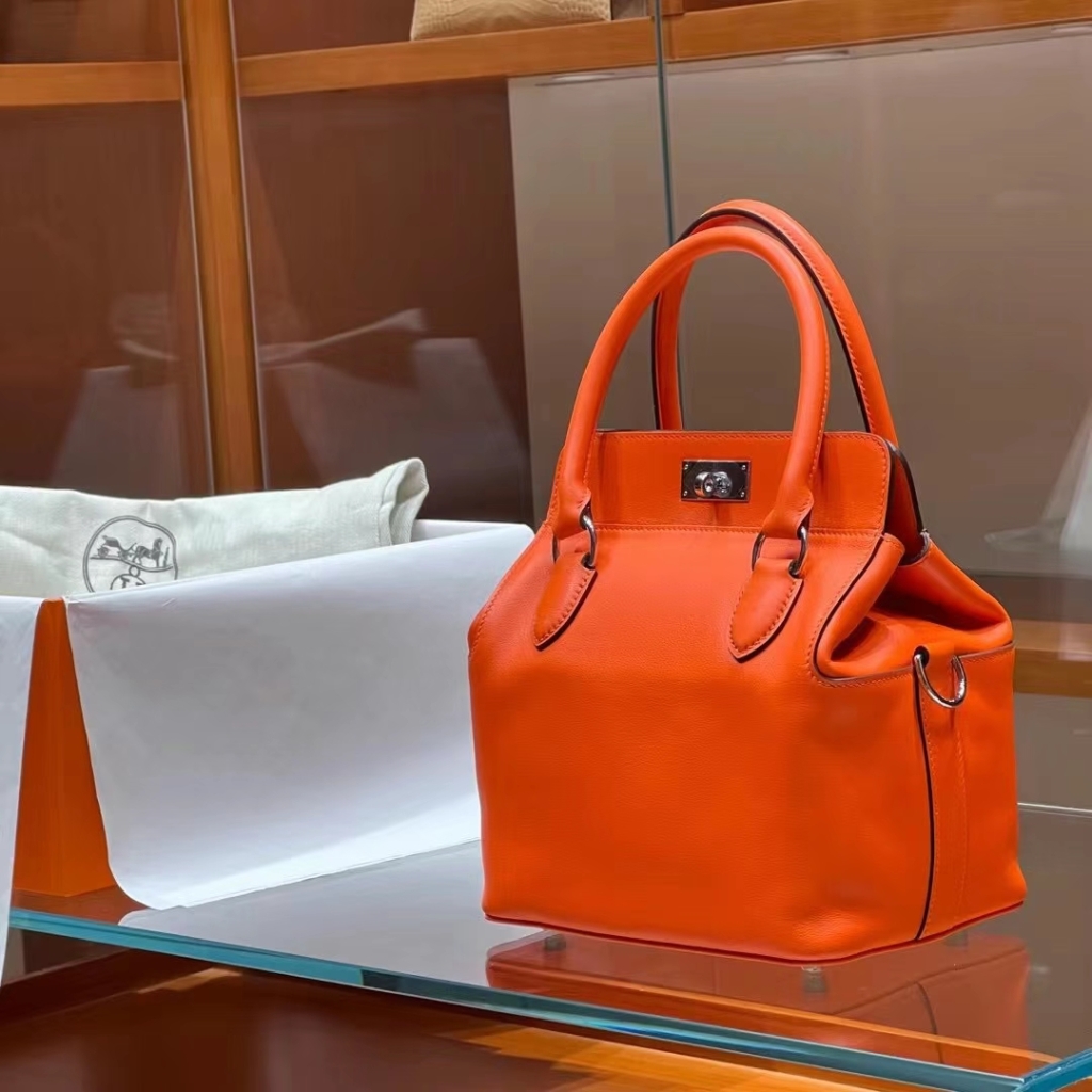 Super Hermes Toolbox 93 Orange Swift Full handmade HERMES Fatory 20 x ...